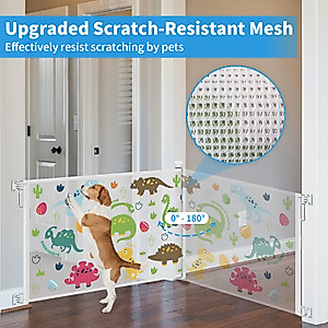 78 Inch Extra Wide Retractable Baby Gate for Large Opening, Child Safety Indoor/Outdoor Retractable Mesh, 34" Tall for Doorways, Stairs, Hallways-Dinosaur