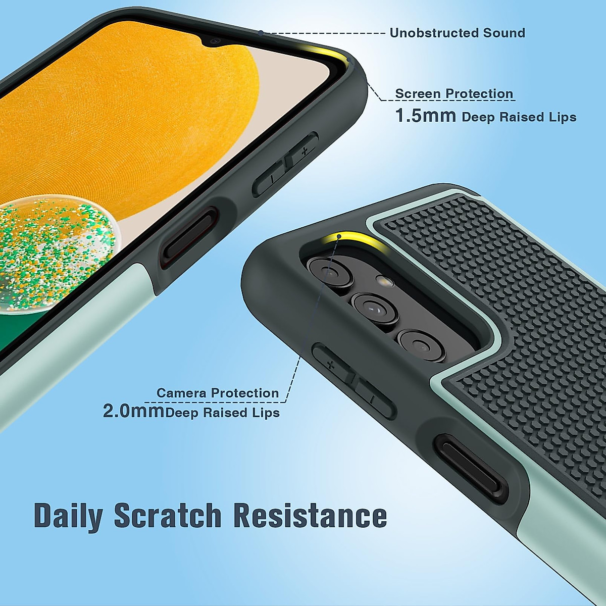 BNIUT for Samsung Galaxy A13 5G Case: Dual Layer Protective Heavy Duty Cell Phone Cover Shockproof Rugged with Non Slip Textured Back - Military Protection Bumper Tough - 6.5inch (Green)