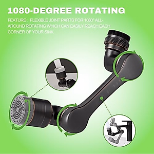 1080°Free Rotating Faucet Extender(, Universal Swivel Robotic Arm Swivel Extension Faucet Aerator with 2 Water Outlet Modes,Brass Faucet Attachment for Kitchen Bathroom Sink(Oil Rubbed Bronze)