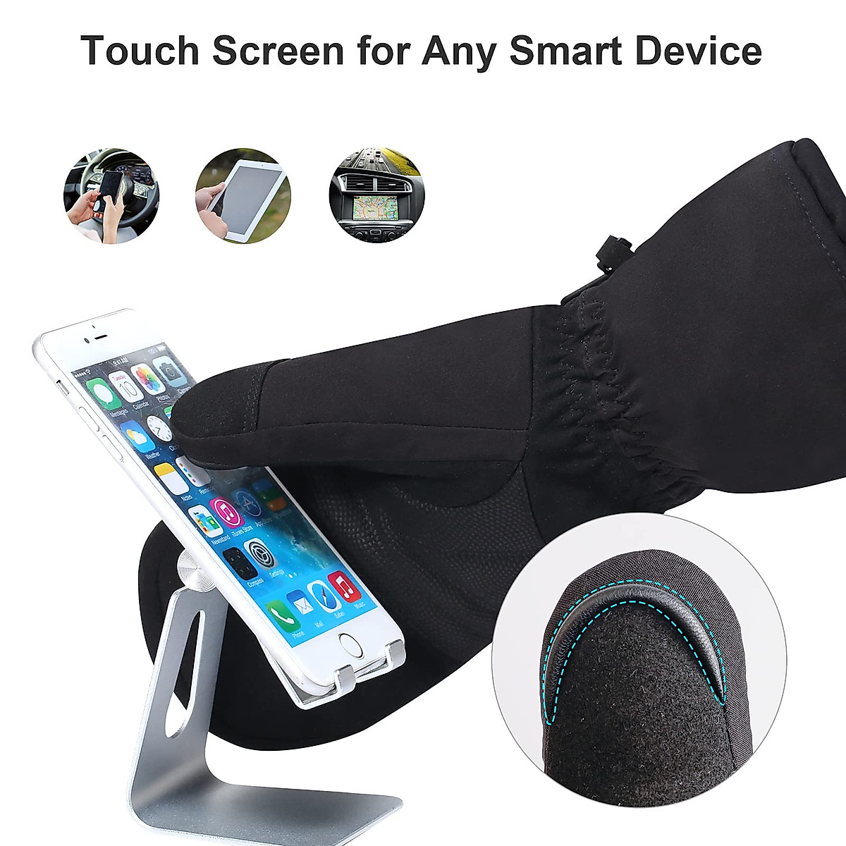 SNOW DEER Heated Gloves Mittens -Upgraded 7.4V Electric Rechargeable Battery Powered Heated Ski Gloves Men Women for Ski Skating Motorcycling Hunting Fishing Camping Hiking