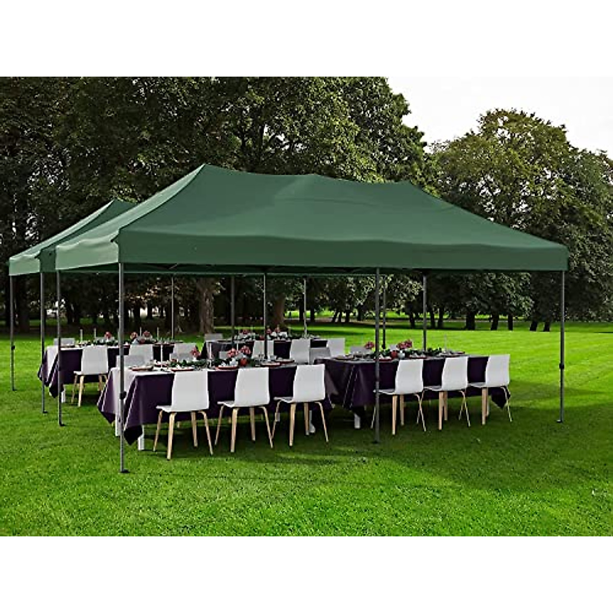 JOINATRE S-69 10'x20' Heavy Duty Pop Up Canopy Tent, Commercial Instant Canopy with Sidewalls, Outdoor Canopy Tent with 4 Sand Bags & Roller Bag, Waterproof Tent for Patio, Backyard, Garden, Green