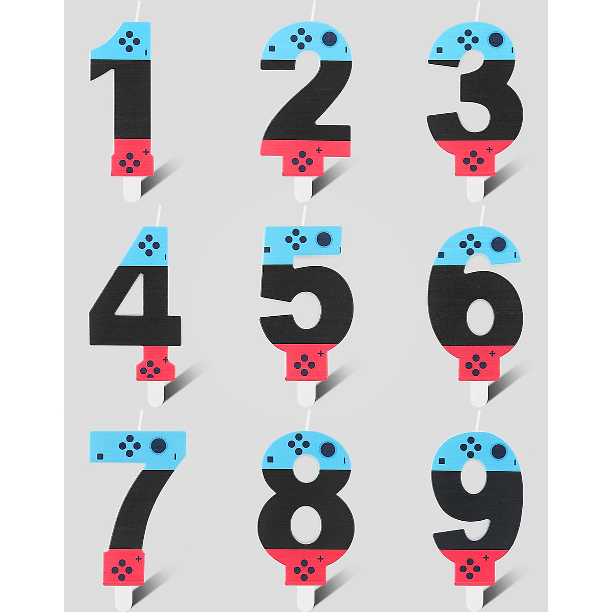 iNINGER Level Birthday Candles,Level 8 Number Birthday Cake Candles,8th boy Birthday Party Decor,Game Controller Gamepad Birthday Candles,Video Game Controller Themed Kids Boy Bday Party Supplies