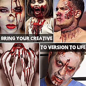 Halloween Fake Blood Spray Makeup - Washable Bloody Fake Blood for Costume Zombie Vampire and Monster Dress Up Cosplay, Realistic Blood Splatter for Clothes Mouth Face Paint Men Women