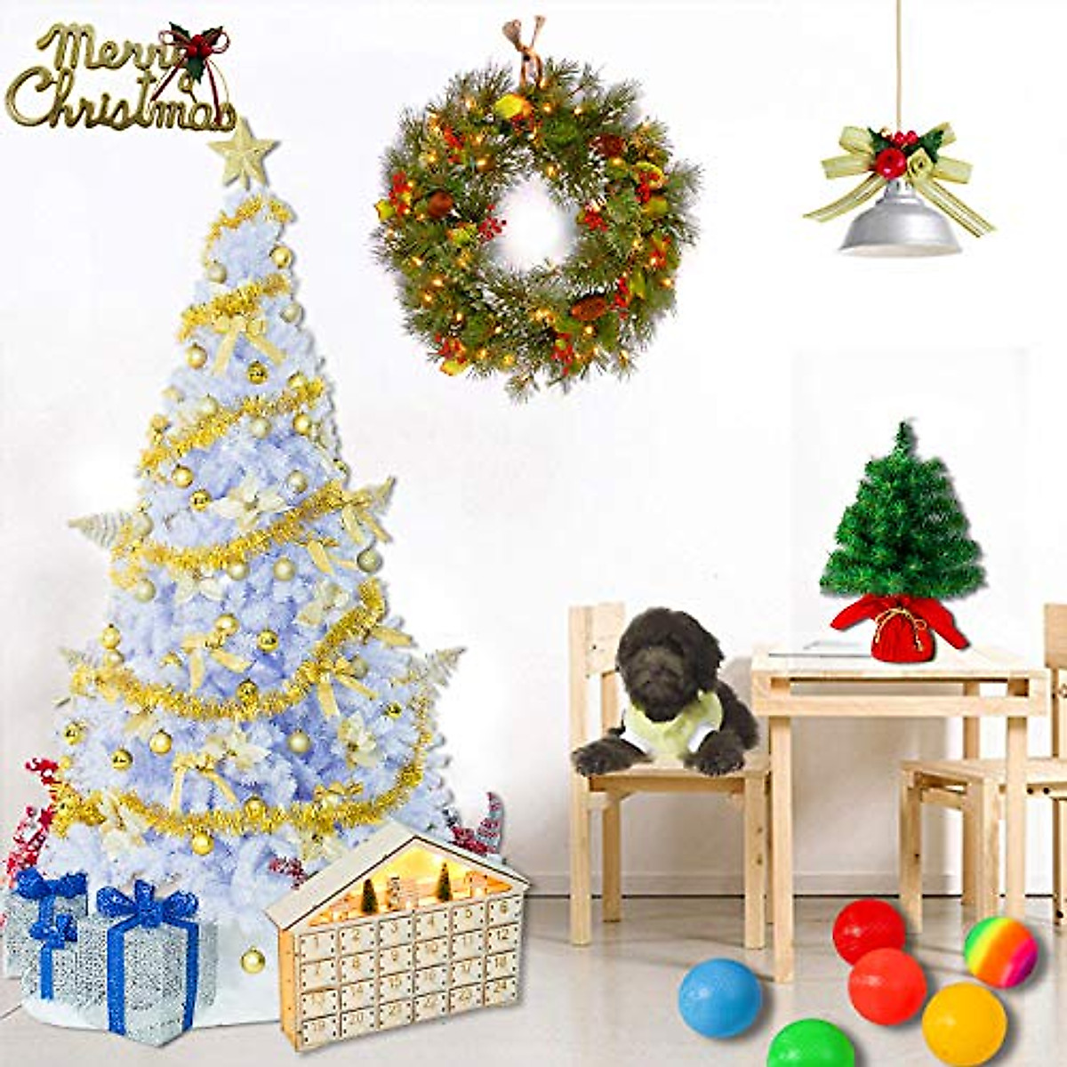 Sunnyglade 6 FT Premium White Artificial Christmas Tree 1000 Tips Full Tree Easy to Assemble with Christmas Tree Metal Stand for Indoor and Outdoor Use (6FT)