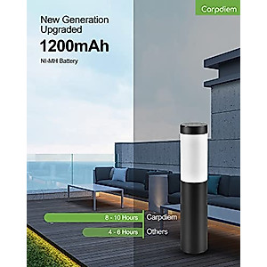 Carpdiem Solar Garden Lights, 2 Pack 1200mAh Battery Solar Outdoor Lights Waterproof,Landscape Lighting,Solar Pathway Lights Outdoor for Yard,Path,Driveway,Walkway,Cold White