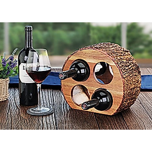 Artaste 48537 Acacia Wood Countertop Wine Rack with Natural Bark, 4-Bottles