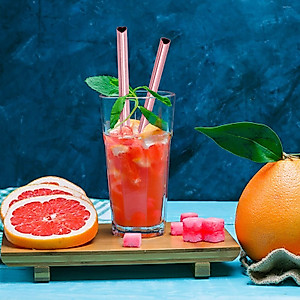 NiHome Reusable Straws 16 Pack, Stainless Steel Drinking Straws, Heart Shaped Metal Straw Bulks with 2 Cleaning Brushes for Smoothies Tumblers Cocktail MilkShake, Pearl Pink