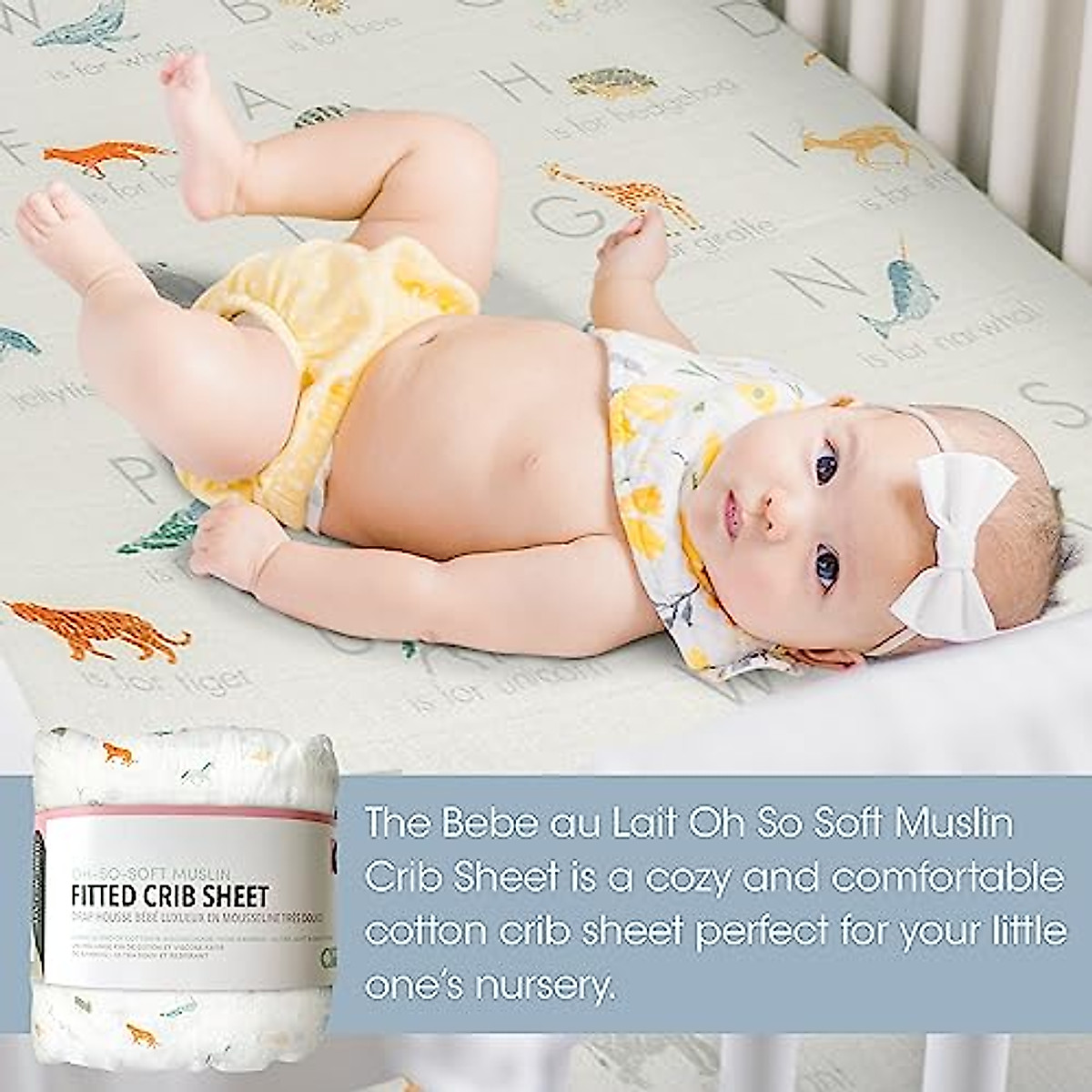 Bebe au Lait Oh-So-Soft Muslin Crib Sheet, Soft Muslin Design, Stylish Pattern - Saguaro Cactus