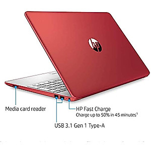 HP 2023 15.6" HD Laptop Computer Intel Dual-Core Pentium Gold 6405U 8GB DDR4 128GB SSD Intel UHD Graphics HD Webcam Bluetooth RJ-45 USB-C HDMI Windows 10 Scarlet Red w/RE 32GB USB