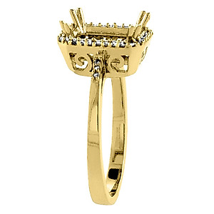 10K Yellow Gold Diamond Genuine Green Amethyst Ring Emerald-cut 8x6mm size 8