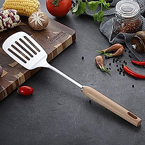 6 Pcs Stainless Steel Kitchen Utensil Wood Handle Cooking Tools Set Ladle Spoon for Restaurant Kitchenware Set