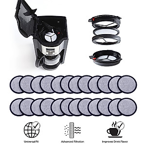 24-Pack Replacement Charcoal Water Filter Discs for Mr. Coffee Brewers Coffee Machines