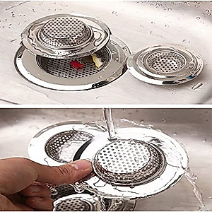 Drain Hair Catcher,Drain Stoper,Shower Drain Cover for Bathtub, Kitchen Sink Strainer, Stainless Steel Bathroom Sink, Drain Stopper with (4 PCS,Black,2.1 in to 4.5 in)