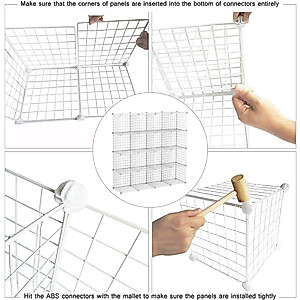 C&AHOME Wire Cube Storage, 16-Cube Organizer Metal Grids Storage, Storage Bins Shelving, Modular Bookshelf Shelves, DIY Closet Cabinet Ideal for Bedroom, Office 48.4”L x 12.4”W x 48.4”H White