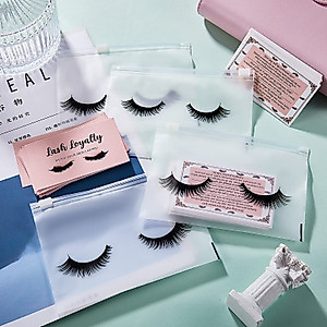 150 Pieces Eyelash Aftercare Supplies 50 Empty Eyelash Makeup Bag 100 Lash Care Cards Zippered Eyelash Packaging Bags Instruction Pouch Loyalty Eyelash Cards Lash Print Pouch for Women (Pink)