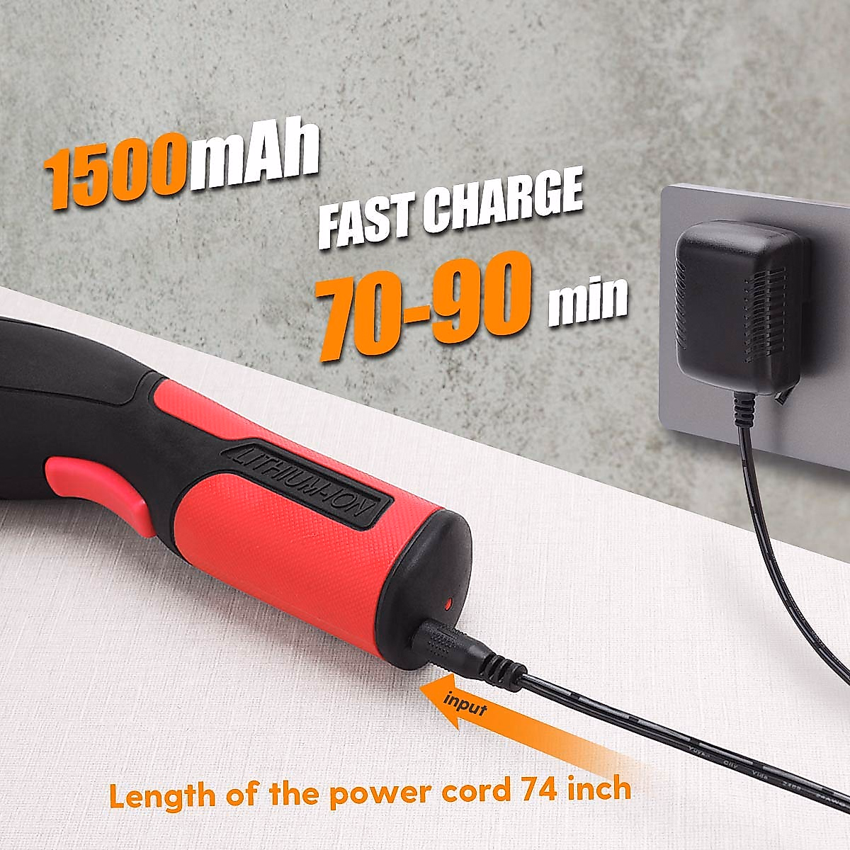 FUJIWARA Electric Scissors, 1 Rechargeable Lithium Battery and 2 Cutter Blades, Cordless Shears Cutting Tool for Fabrics/Canvas/Carpets/Leather/Cardboard/Other Thin Materials