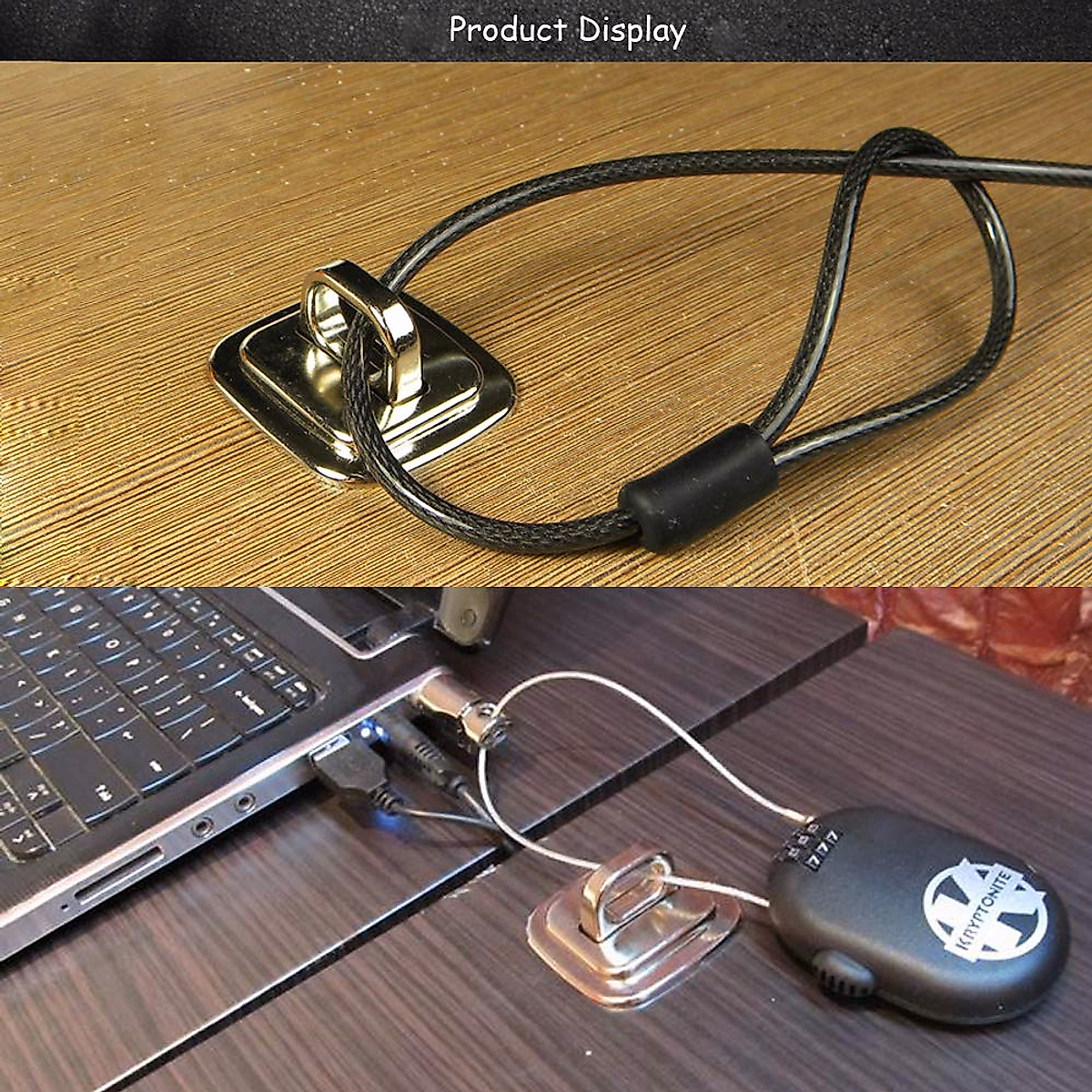 Security Anchor Base Plate for Keyed or Combination Cable Locks,Desk Mount Anchor Accessory for Cable Locks 2 Pack