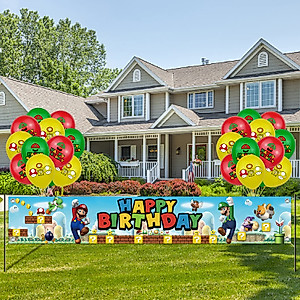 Mario Party Banner Mario Balloons Video Game Theme Party Decoration for Mario Birthday Party Supplies Mario Party Yard Decorations