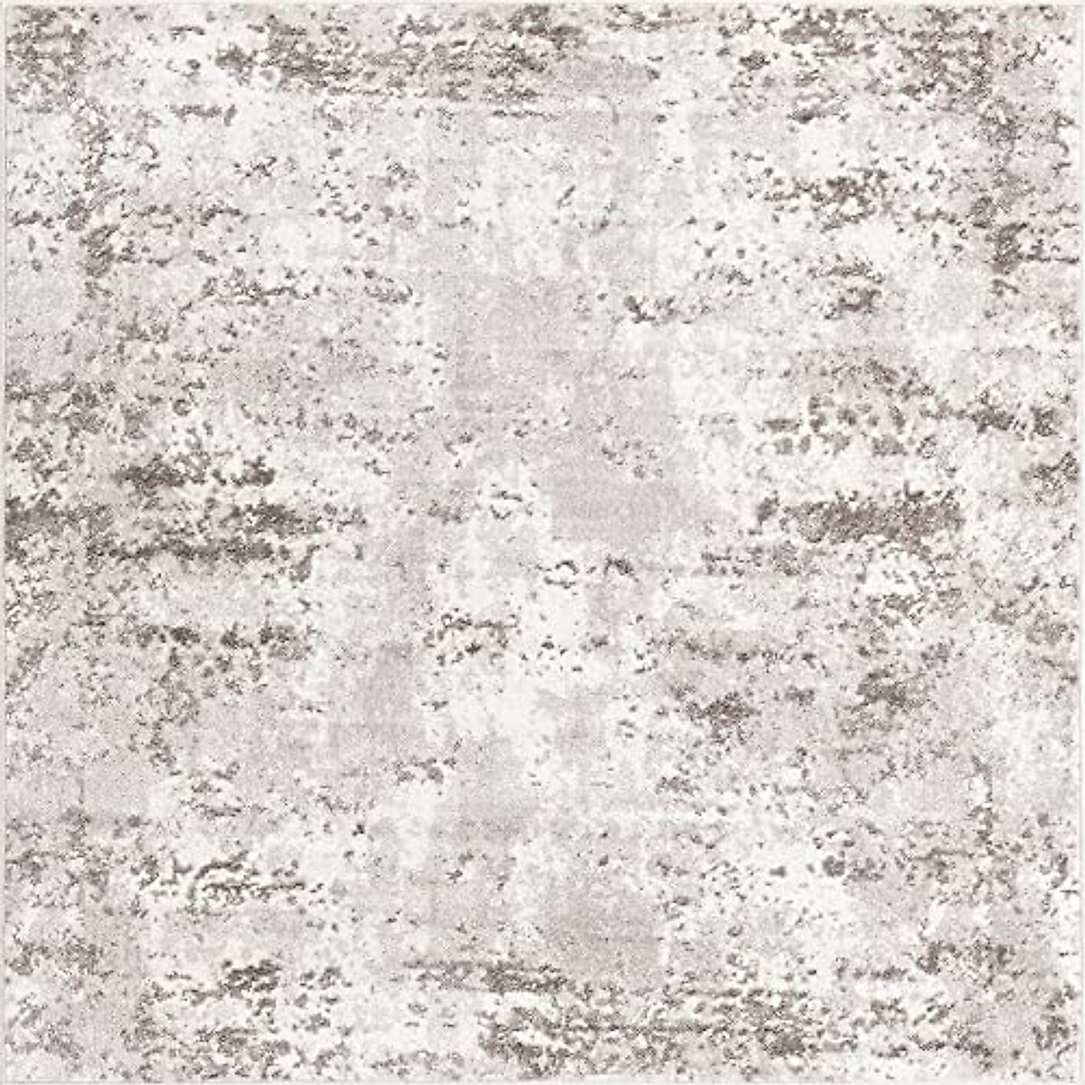 Unique Loom Eos Collection Area Rug - Borealis (6' Square, Stone Gray/Ivory)