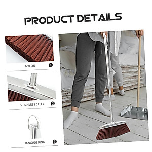 ANDRESLAD Thick Broom Trash Sweeping Besom Lawn Sweeper Manual Broom Soft Bristle Broom Dense Broom Garbage Cleaning Supply Broom Cleaning Tool Floor Sweeper Broom Stiff Bristle Broom Nylon