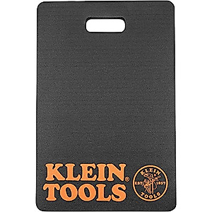 Klein Tools 60135 Kneeling Pads, Adult Mens Soft Thick Closed Cell Soft Foam Professional Tradesman Pro Pads with Handle, Black