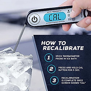 Kizen IP100 Digital Meat Thermometer - Instant Read Waterproof Food Thermometers with Bottle Opener for Kitchen, Outdoor Cooking & Grilling - Red