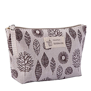 Makeup Bag Cosmetic Small Bag for Women Waterproof Large Capacity Travel Pounch Toiletry Bag for Girls Brush Purse Reusable Organizer Open Flat with Handle(A)