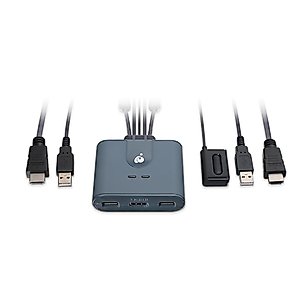 IOGEAR KVM 2-Port Full HD KVM Switch with Cables - 1920 x 1200 60Hz - Control Two HDMI Computers - Plug-n-Play - Windows, Mac and Linux - GCS32HU