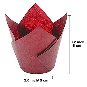 Aunifun 180 Pieces of Tulip Baking Paper Cups Cupcake Muffin Liners Pans Wrappers in 3 Colors, White, Natural, Brown