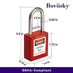 Boviisky 10 Red Lockout Tagout Locks Set, Loto Locks Keyed Different, 2 Keys Per Lock, OSHA Compliant Lockout Locks