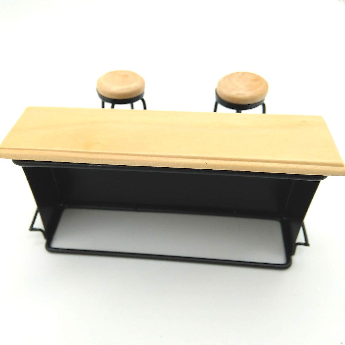 Dollhouse Taproom Bar Counter with 2 Stools 1:12 Miniature Furniture Decor