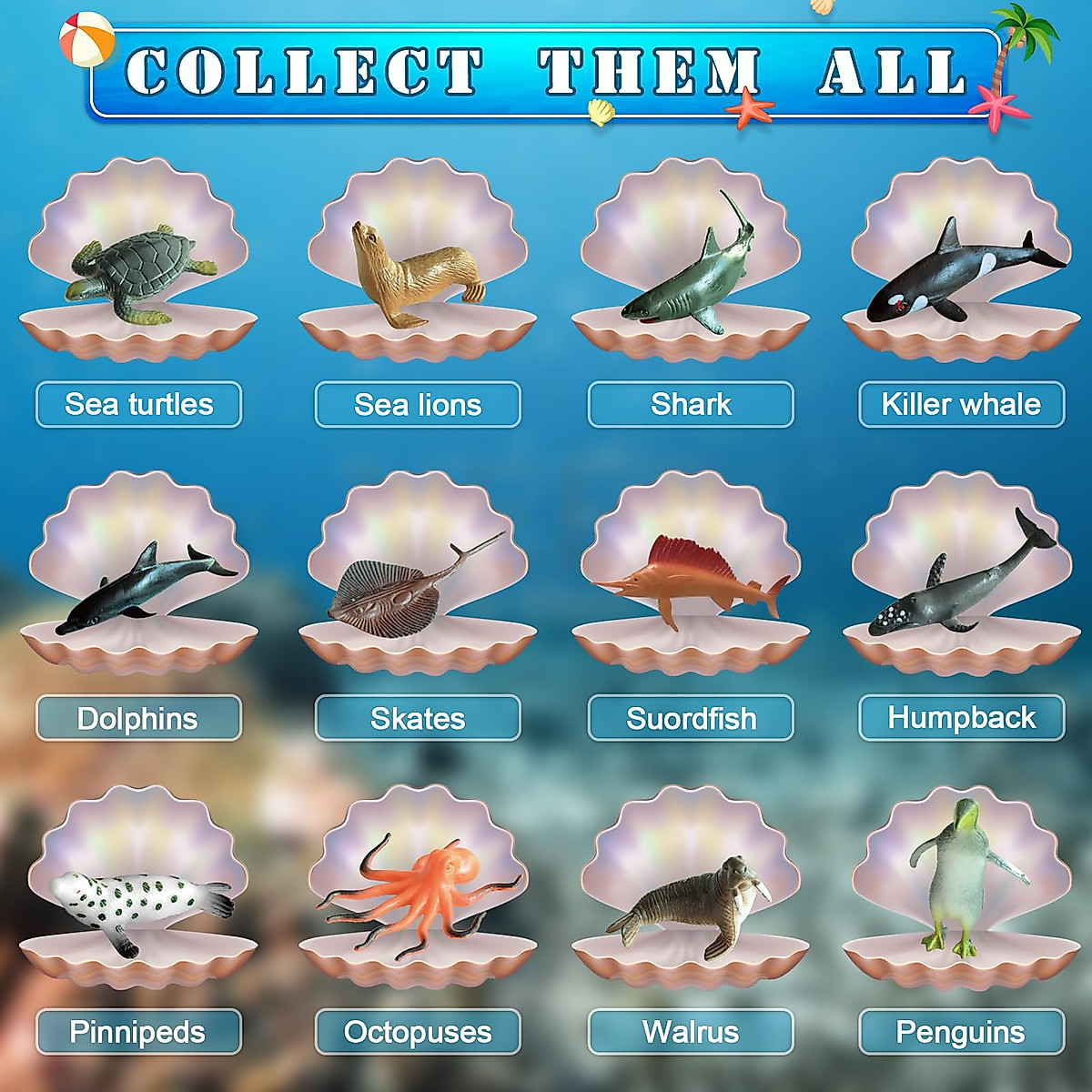 EARTH'SCODE Ocean Animals Dig Kit, Seashell Excavation Dig Bricks, Science Educational Gift for Kids