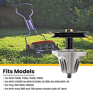 Tuningsworld Spindle Assembly for Troy Bilt Mower 618-06991 918-06991 42" Deck for MTD Craftsman with Pulley (Set of 2) T1000 T1200 TB42 TB2246