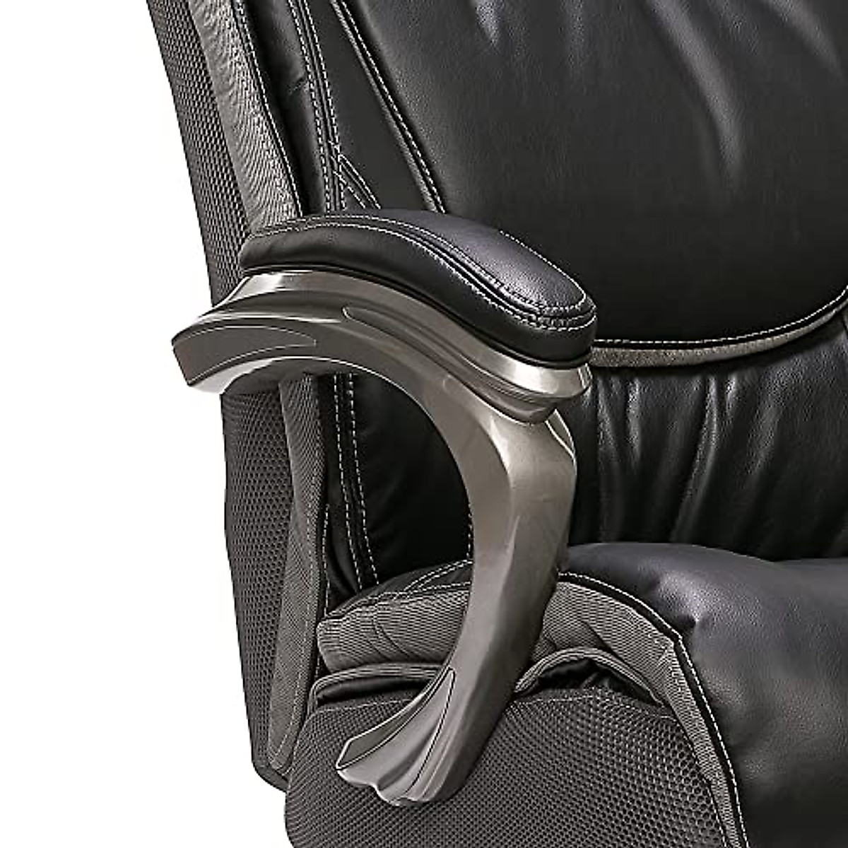 Serta Big and Tall Smart Executive Office ComfortCoils, Ergonomic Computer Chair with Layered Body Pillows, Big & Tall, Adjustable Height, Faux Leather, Black and Gray