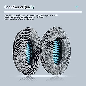 Wzsipod Cooling-Gel QuietComfort 35 / QC 35ii Replacement Ear Pads for Bose Headphones, Compatible with Bose QC45 QC35 QC25 QC2 QC15/ Around-Ear 2 AE2i AE2w/ SoundTrue & SoundLink Series (Grey Fabric)