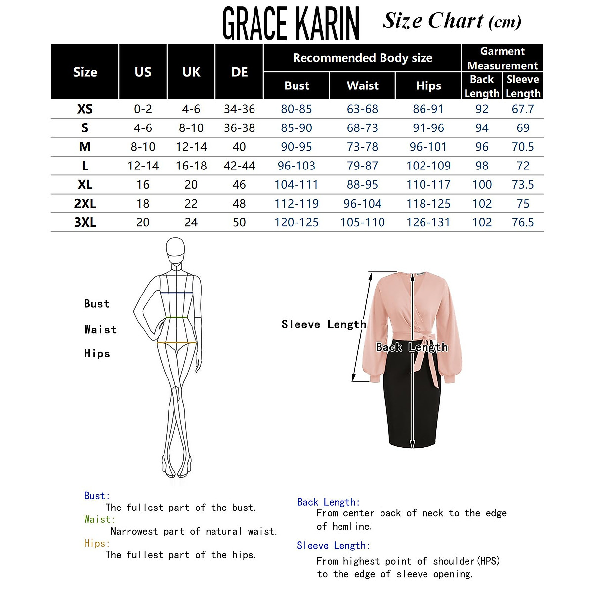 GRACE KARIN Women's Bodycon Dress Wear to Work Long Sleeve Business Office Dress Pink-Black S