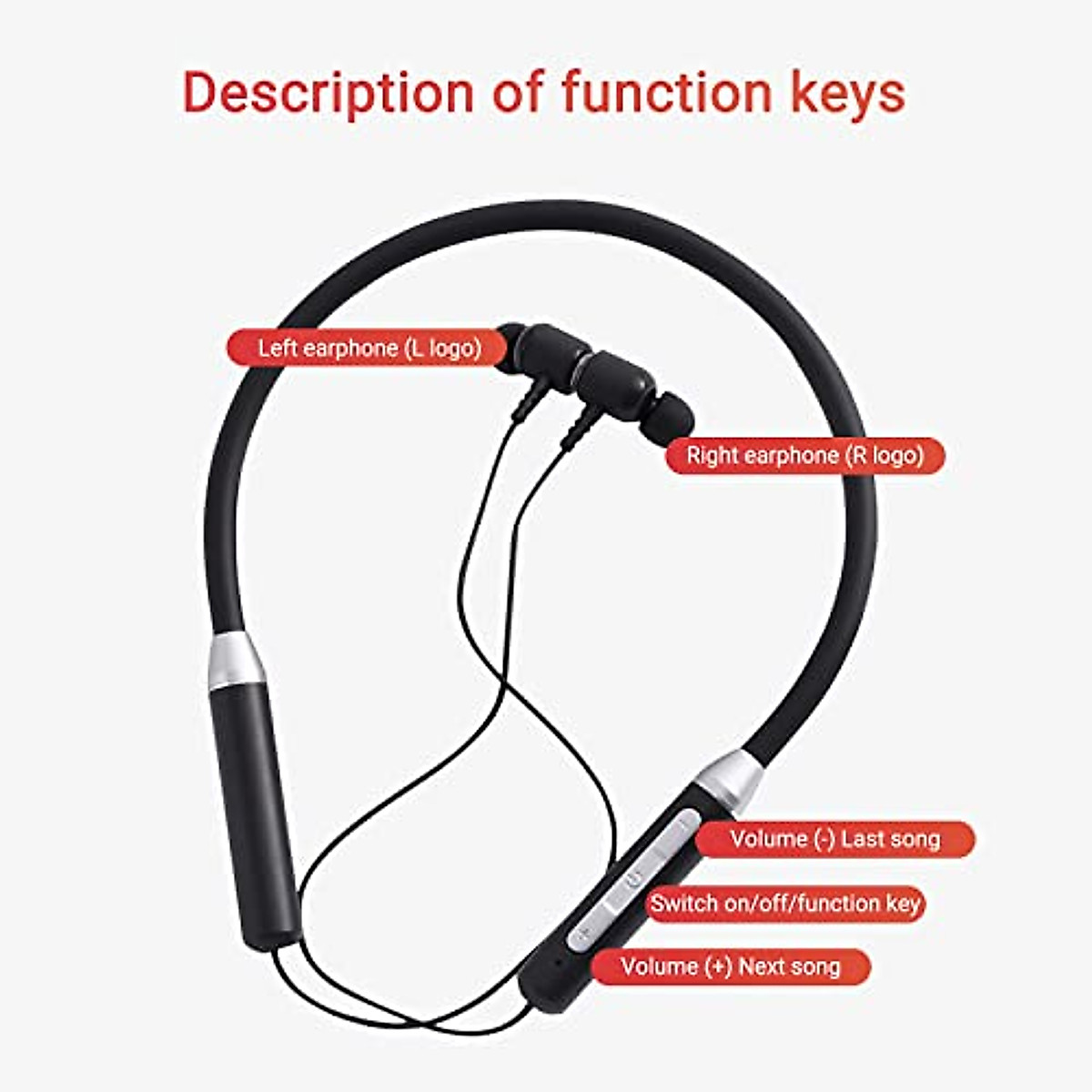 Neckband Bluetooth Headphones - HD Stereo Wireless Sports Earphones - Around Neck Bluetooth Headphones Noise Cancelling Mic - Magnetic Attraction