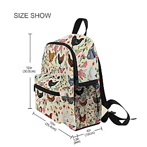 Chickens Floral Kid's Toddler Backpack Schoolbag for Boys Girls, Kindergarten Children Bag Preschool Nursery Travel Bag