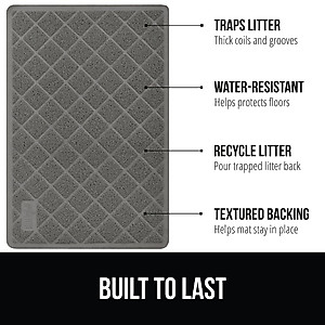 The Original Gorilla Grip Water Resistant Cat Litter Box Trapping Mat, Easy Clean, Textured Backing, Traps Mess for Cleaner Floors, Less Waste, Stays in Place for Cats, Soft on Paws, 30x20 Gray