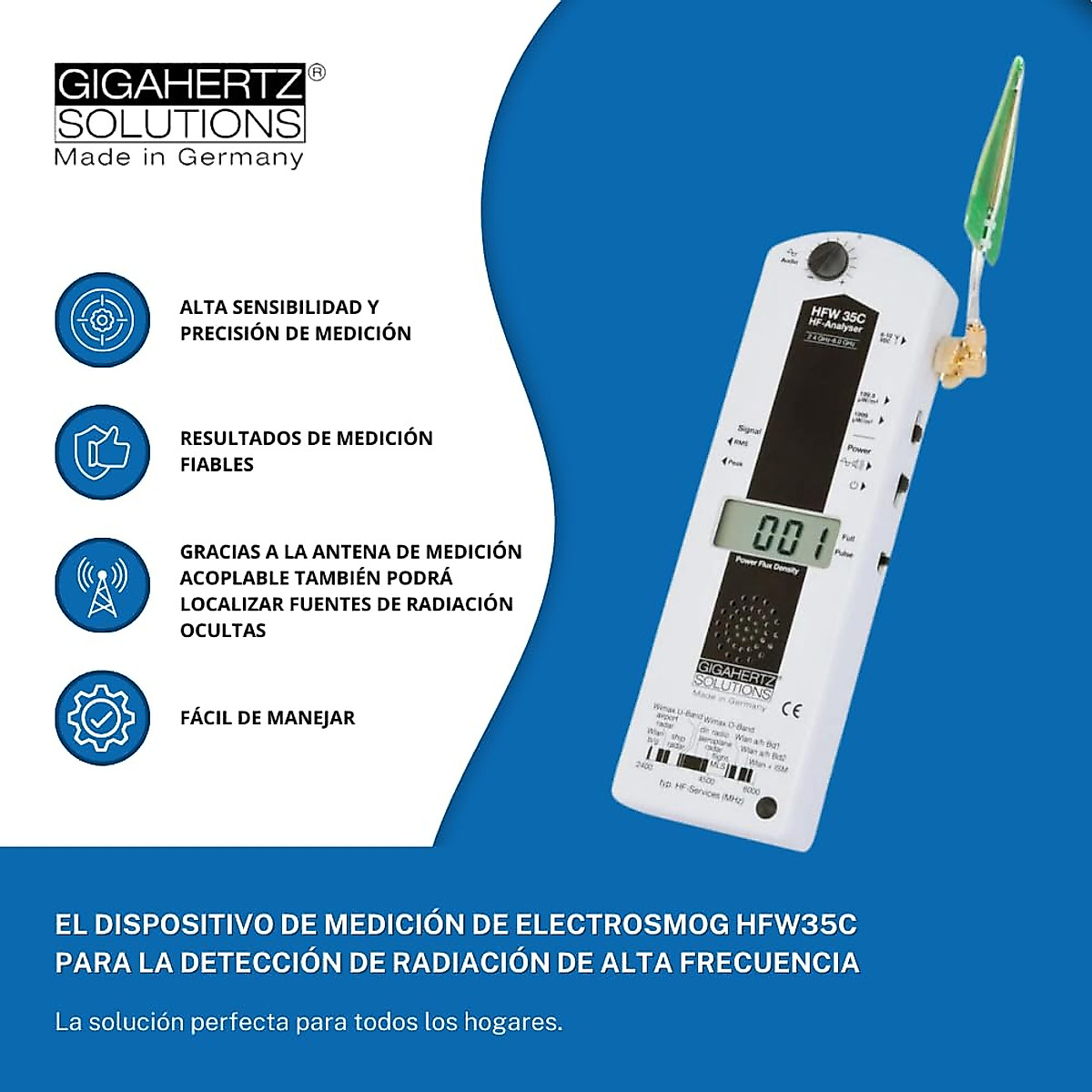HFW35C EMF Meter RF Analyzer and RF Meter for High Frequency Range (2.4GHz - 6.0 GHz)