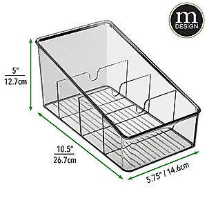 mDesign Plastic Food Packet Organizer Bin - Storage Station for Kitchen, Pantry - Holder for Spice Pouch, Dressing Mix, Sauce, Hot Chocolate, Tea, Sugar Packets, Ligne Collection, 2 Pack - Smoke Gray