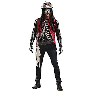 Fun Costumes Men's Plus Size Voodoo Doctor, Skeleton Witch Halloween Outfit, Macabre Underworld Suit 5X Black