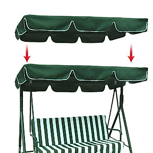 Swing Canopy Replacement, Waterproof Swing Top Cover Canopy 300D Replacement Garden Patio Porch Yard Outdoor, Top Cover Only (Green) (04OGD0007A)