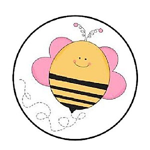 48 pcs Cute Pink BEE Stickers Envelope Seals Labels Round Tags, Stamps Sticker for Gift Cards, Envelopes, Boxes for Holiday, Birthday, Christmas