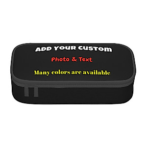 Custom Pencil Case for Kids Boys Girls, Personalized Pencil Box with Photo/Logo/Name Printed, Design Your Own Pencil Pouch, Durable Stationery Bag for Teens Adults Students Office School Supplies