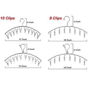 Portable Stainless Steel Clothes Pins Heavy Duty Laundry Drip Hanger with 8 Clips Hanging Drying Rack Closet Organizer