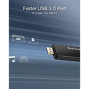 BrosTrend 1200Mbps USB WiFi Network Adapter for Laptop, Desktop PC of Windows 11/10/8/7, USB 3.0, Wireless Adaptador AC1200 Dual Band 5GHz/2.4GHz