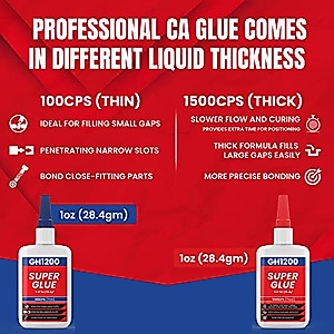 2 Oz Value Pack (57-Gram) Strong Super Glue All Purpose with Anti Clog Cap. Super Fast Thick and Strong Adhesive SuperGlue. Cyanoacrylate Glue for Hard Plastics, DIY Craft, Metal and Many More