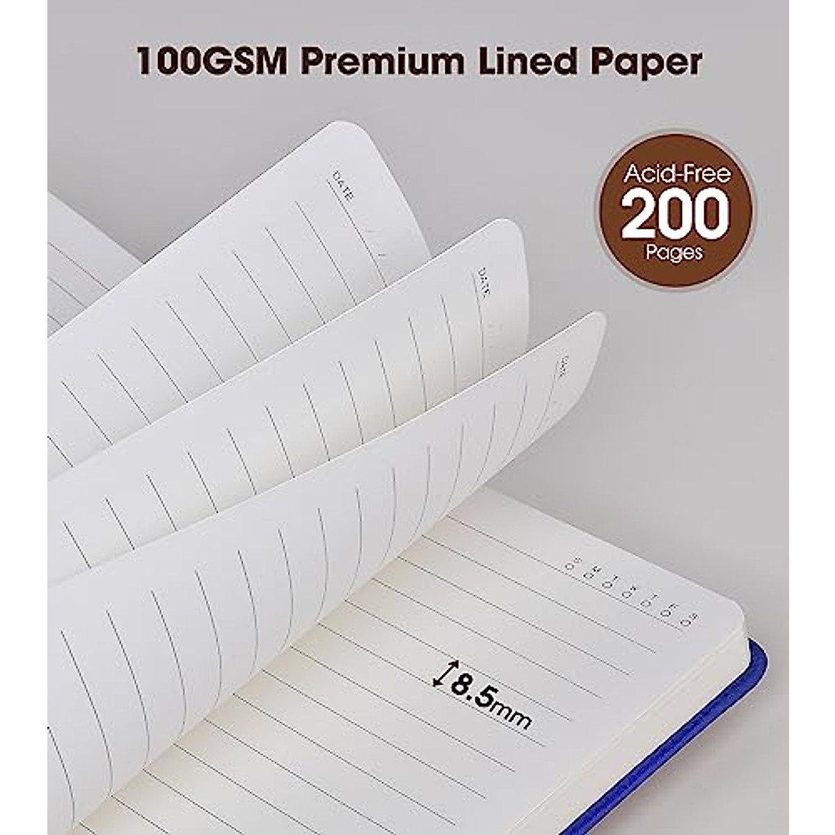 vfaejll A5 Lined Leather Journal Notebook for Men Women,5.9 X 8.4 Personalized Hardcover Journal with Pen,200 Pages 100 Gsm Thick Ruled Paper Daily Diary for School,Travel,Business,Work,Home,Writing