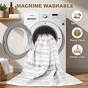 Area Rugs 9x12 Living Room: Washable Boho Large Neutral Modern Soft Farmhouse Rug Stain Resistant Indoor Floor Non Slip Accent Carpet for Bedroom Nursery Kids Playroom Office Dining Room- Gray